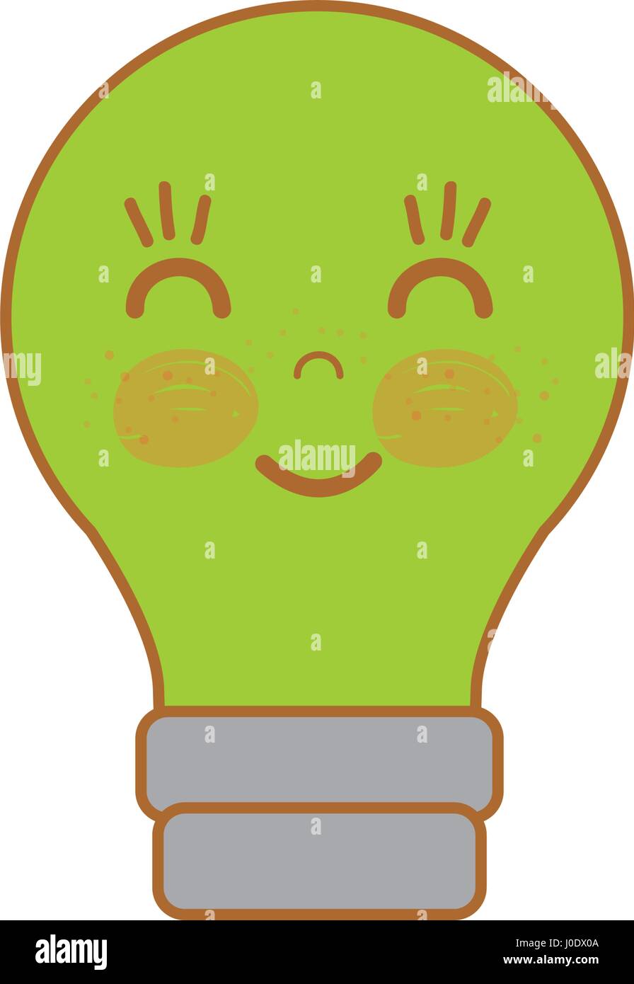 kawaii cute happy bulb icon Stock Vector Image & Art - Alamy