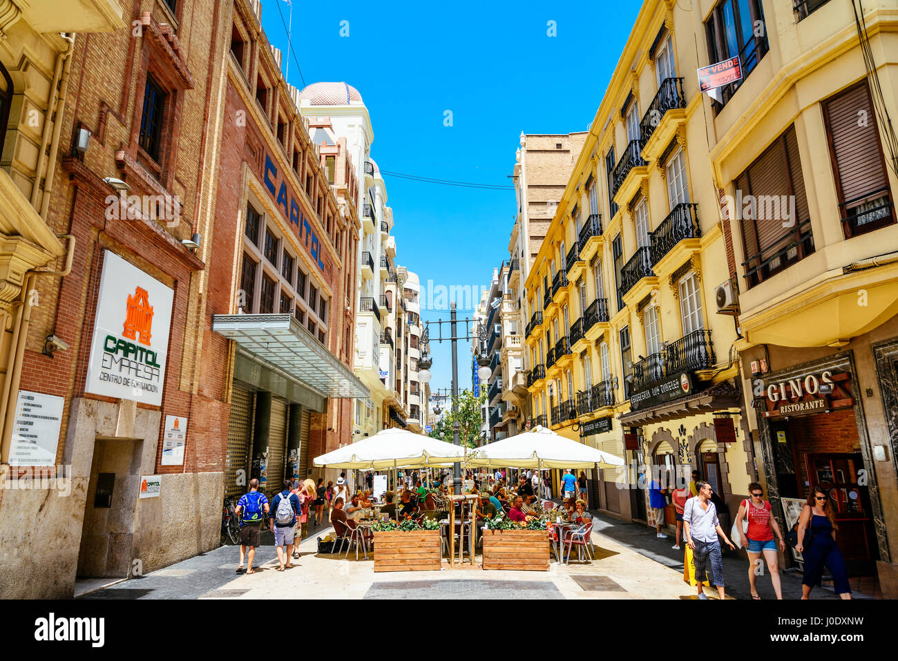 VALENCIA, SPAIN - AUGUST 01, 2016: People Walking Downtown Valencia ...
