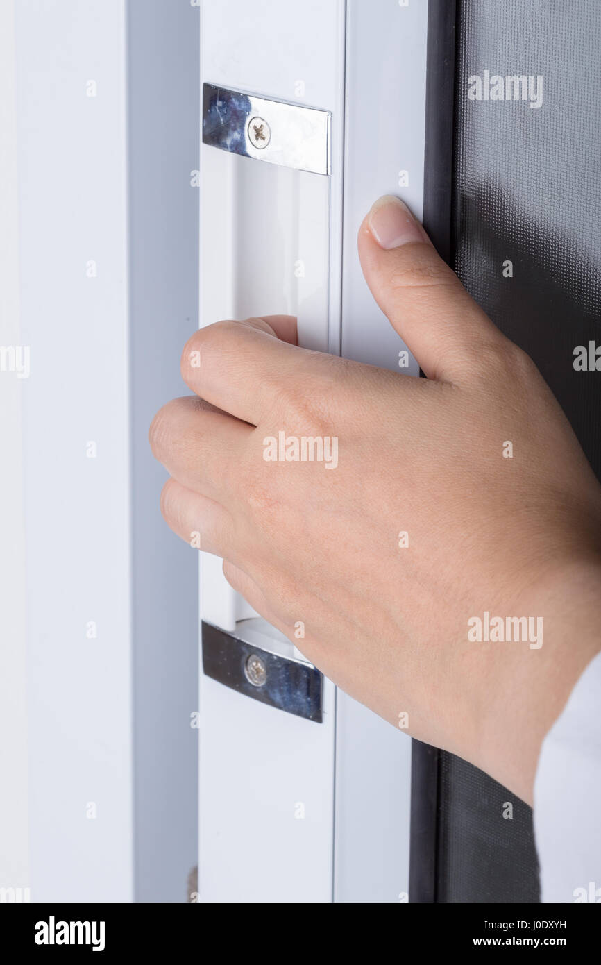 Hand open sliding door hi-res stock photography and images - Alamy