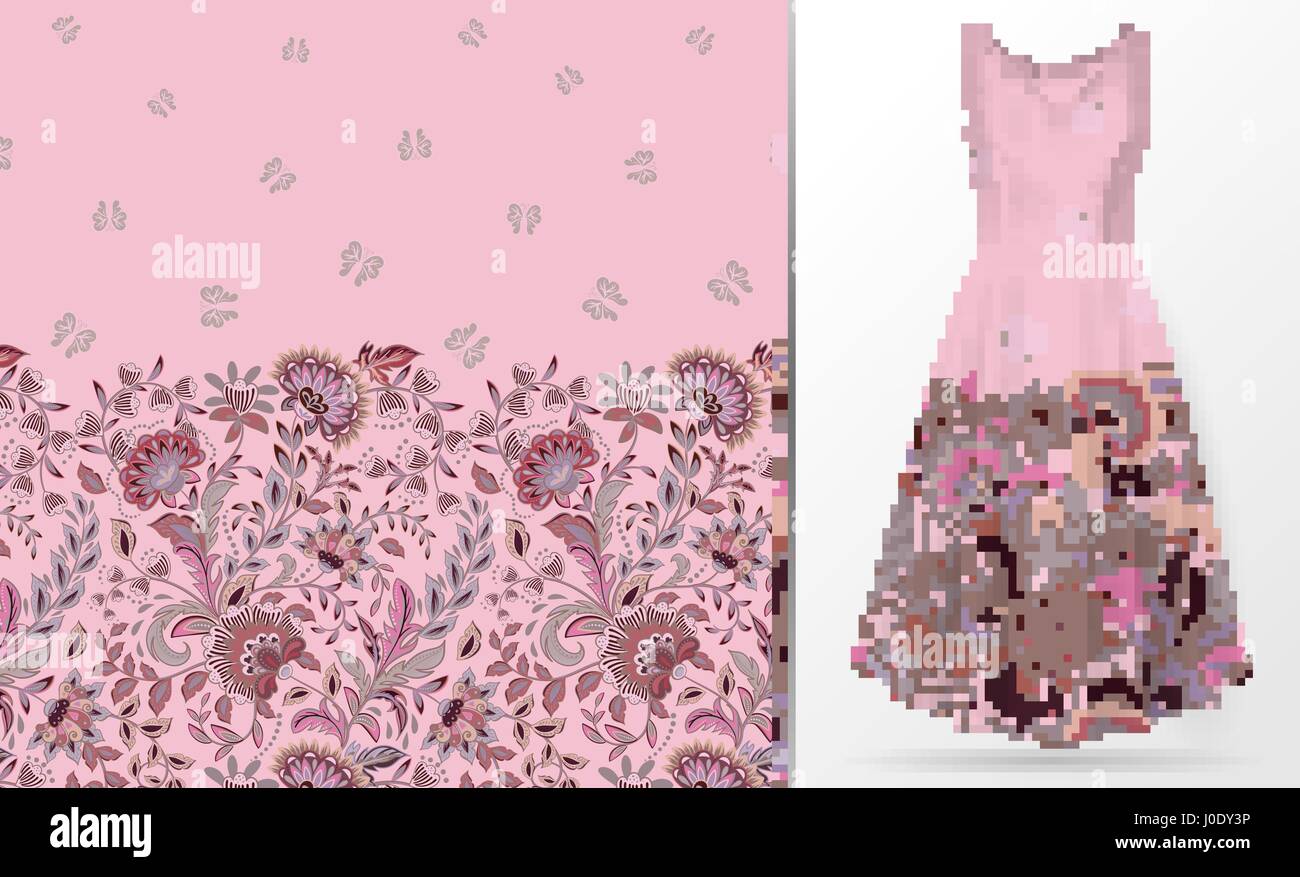 Vertical seamless fashion background. Women's dress mock up with pink ...