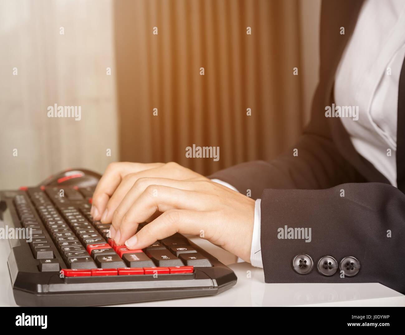 business hands working on computer keyboard with sunlight Stock Photo ...