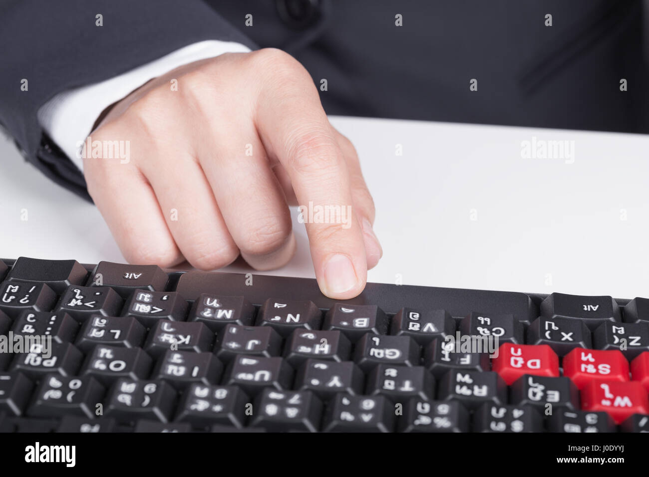 finger pushing space bar button on a keyboard of computer Stock Photo ...
