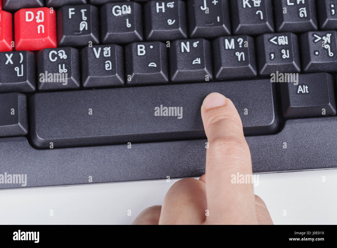 finger pushing space bar button on a keyboard of computer Stock Photo ...