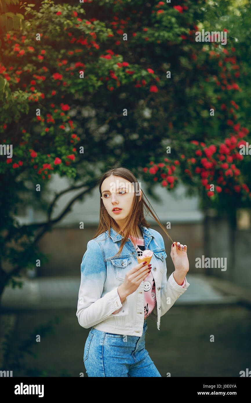 beautiful model pose for a photo in trendy clothes Stock Photo - Alamy