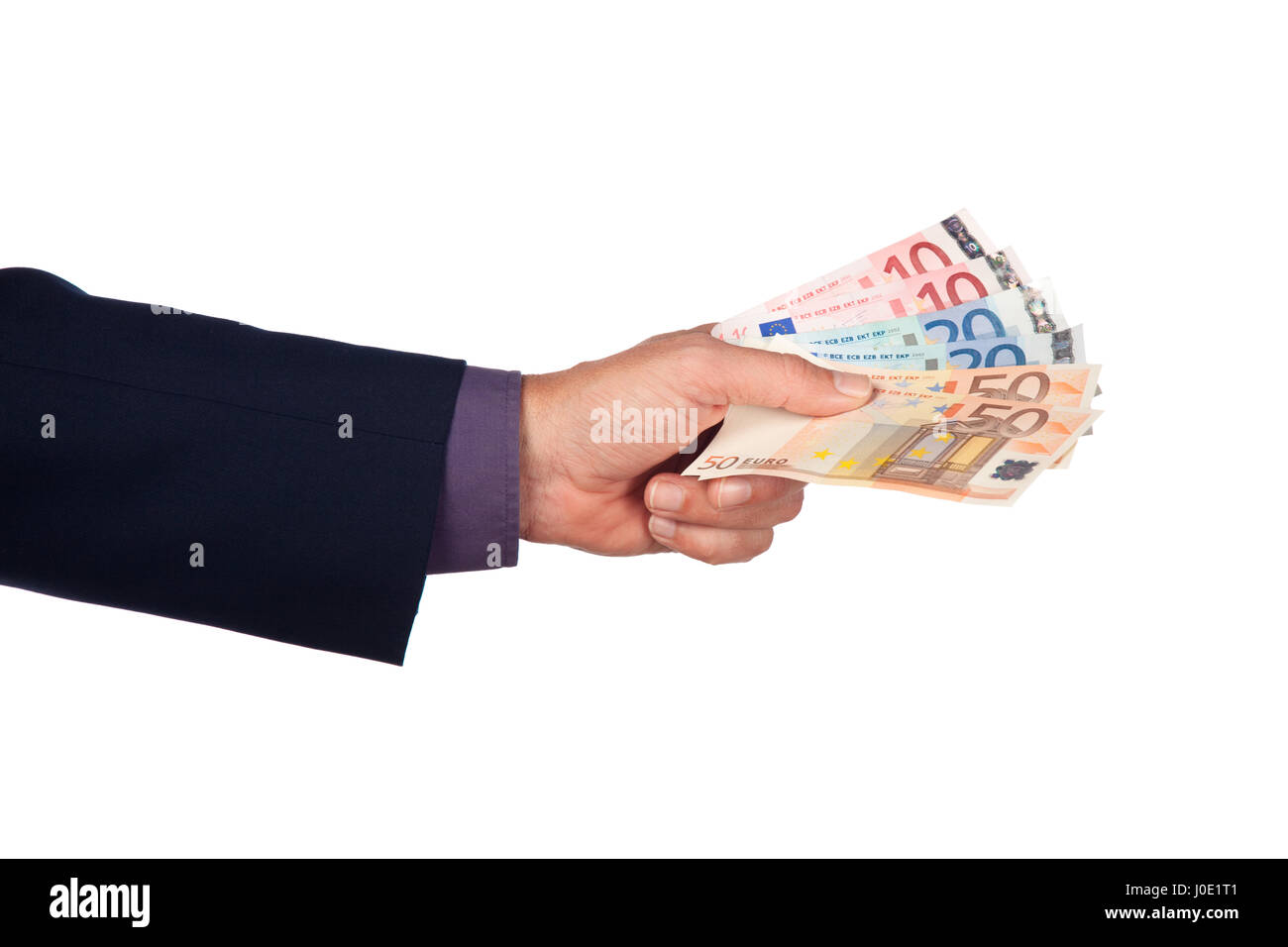 male hand with euro banknotes on a white background Stock Photo - Alamy