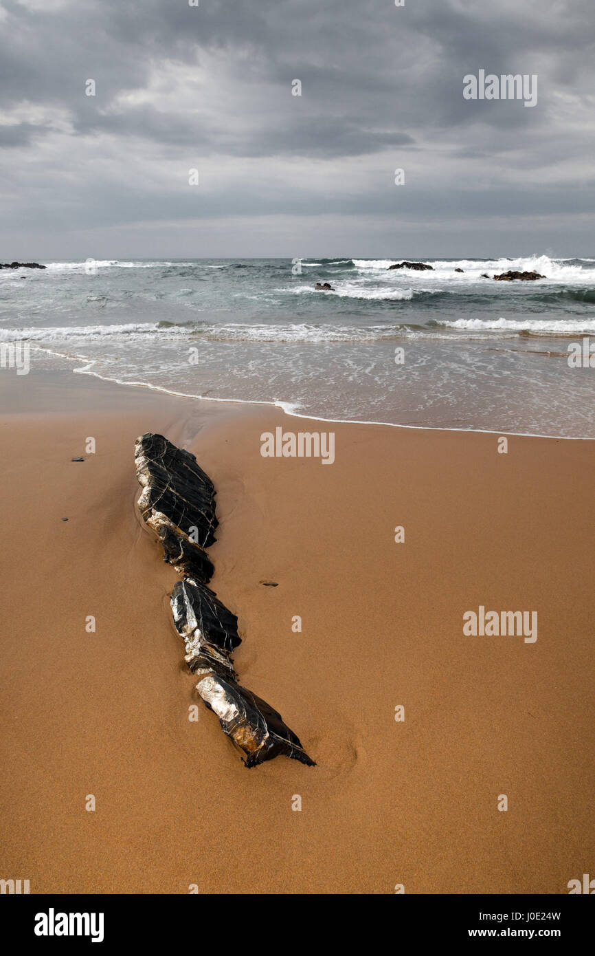 beach with black rocks. vignette. focus on rocks Stock Photo - Alamy