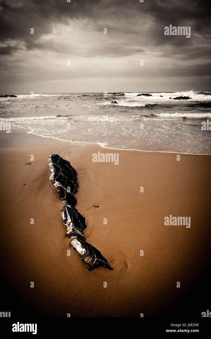 beach with black rocks. vignette.focus on rocks Stock Photo - Alamy