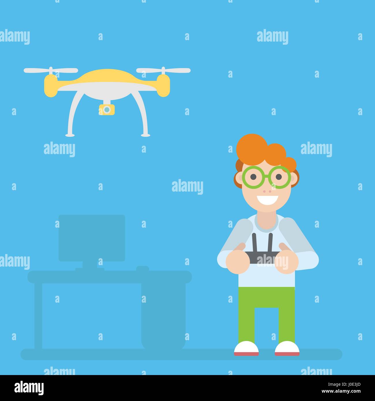 Boy with drone Stock Vector Images - Alamy