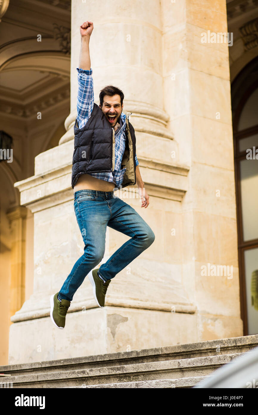 Man jumping on stairs hi-res stock photography and images - Alamy
