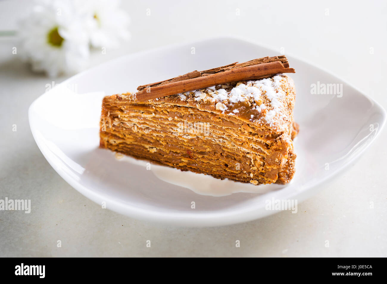 Slice of three milk cake Stock Photo - Alamy