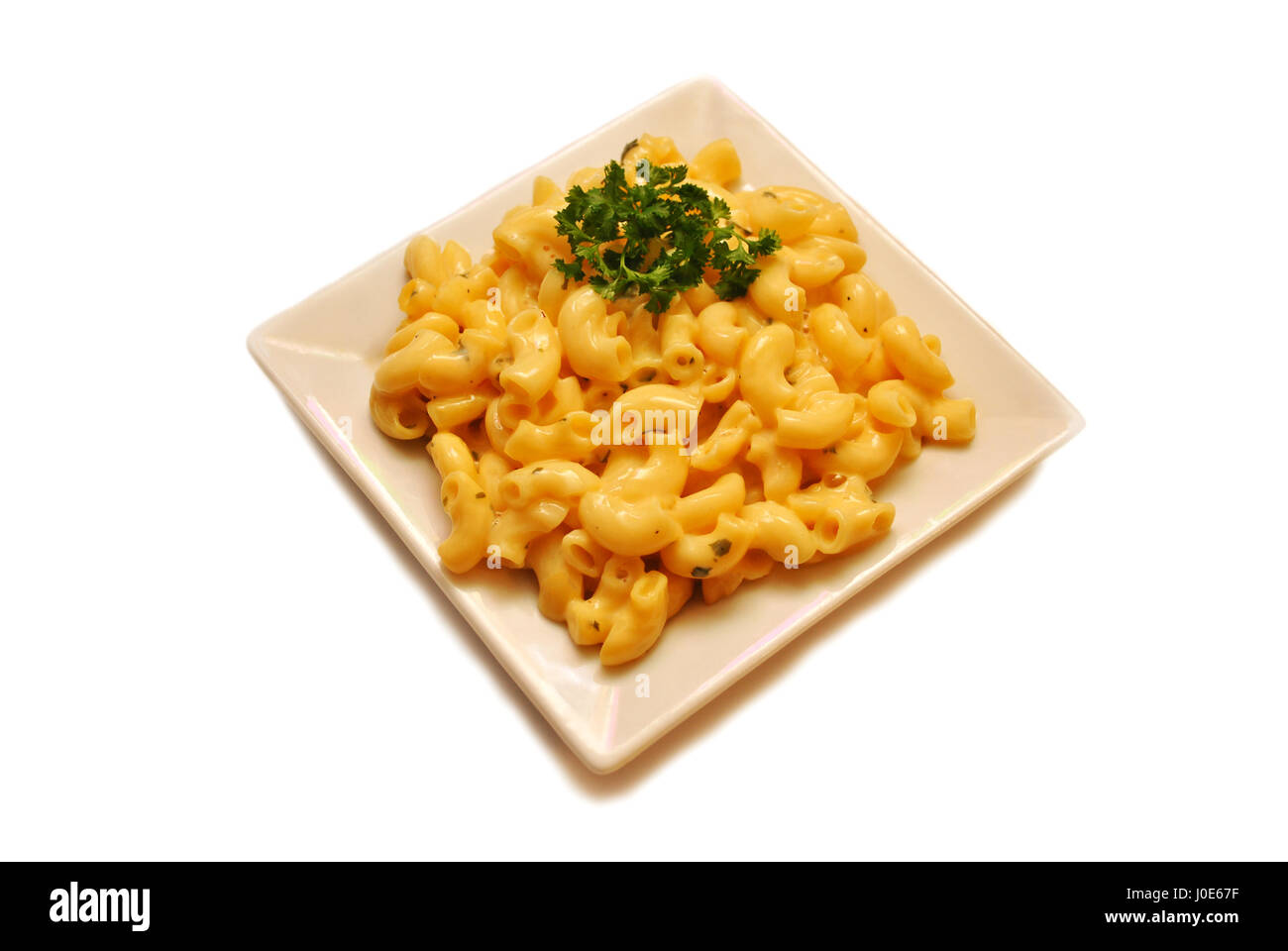 Mac and Cheese Served on a Square Plate Stock Photo - Alamy