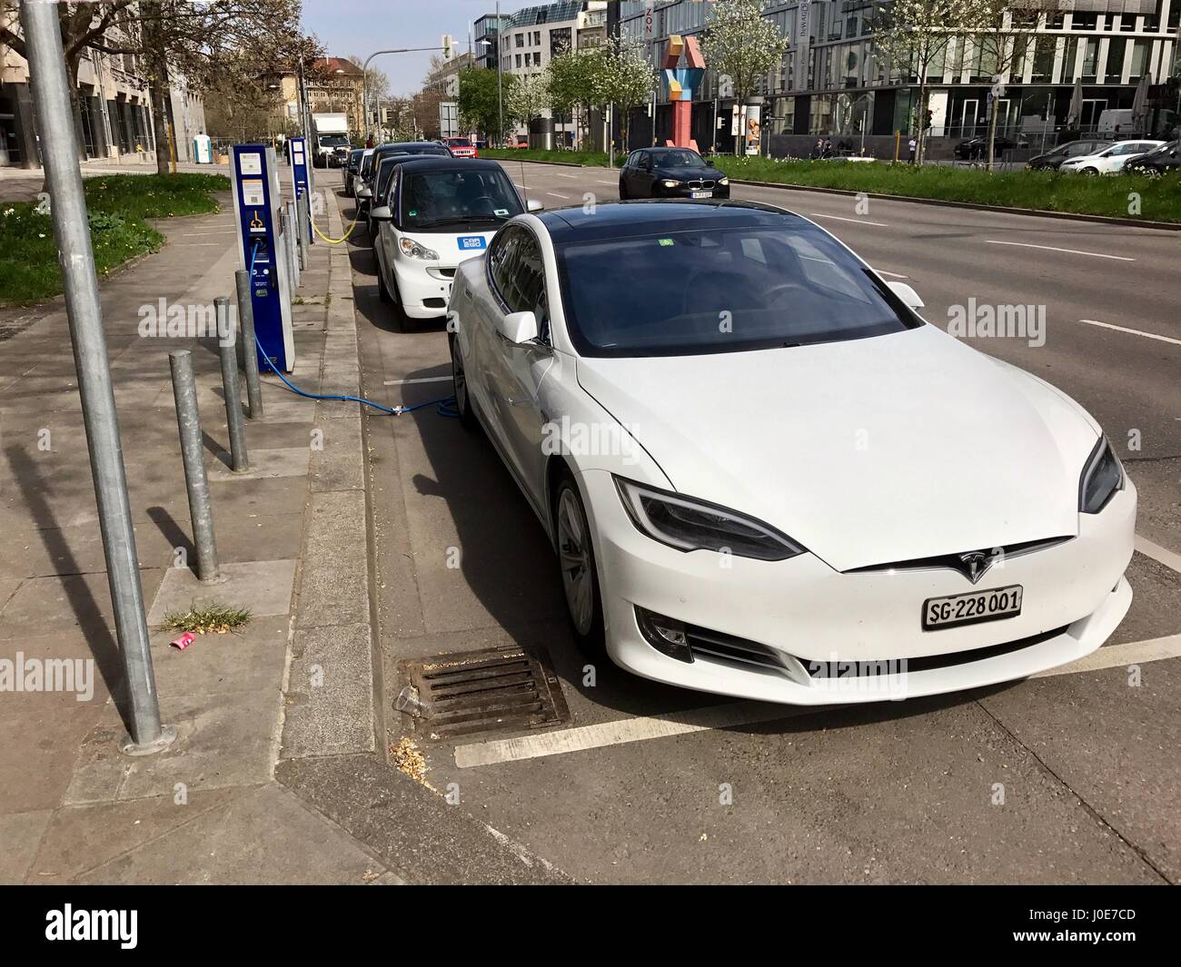 Tesla Model S being charged Stock Photo - Alamy