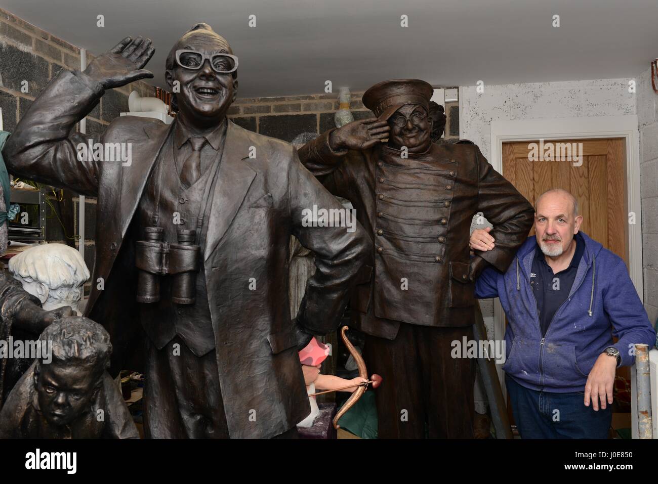 Barnsley based sculptor Graham Ibbeson with sculptures he made of Eric ...