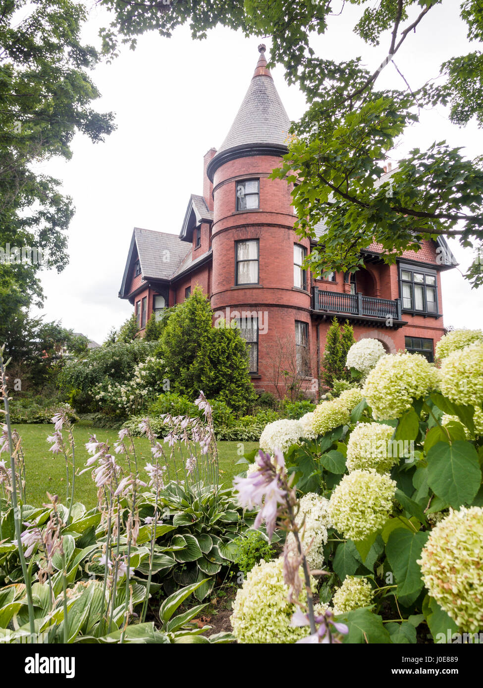 Old Towered Red Brick Home in Guelph. In the old part of the city large ...