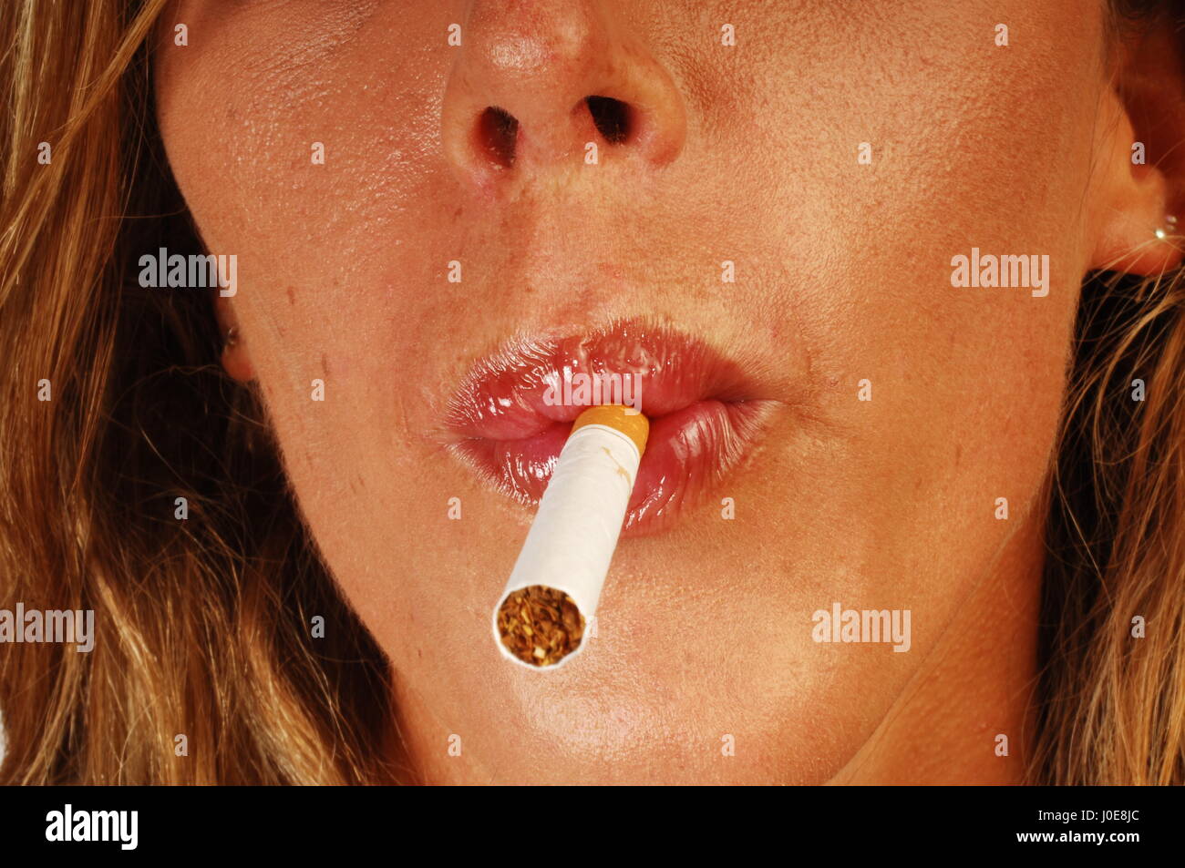Dependence. Addiction. Woman Smoke Cigarette Stock Photo - Alamy