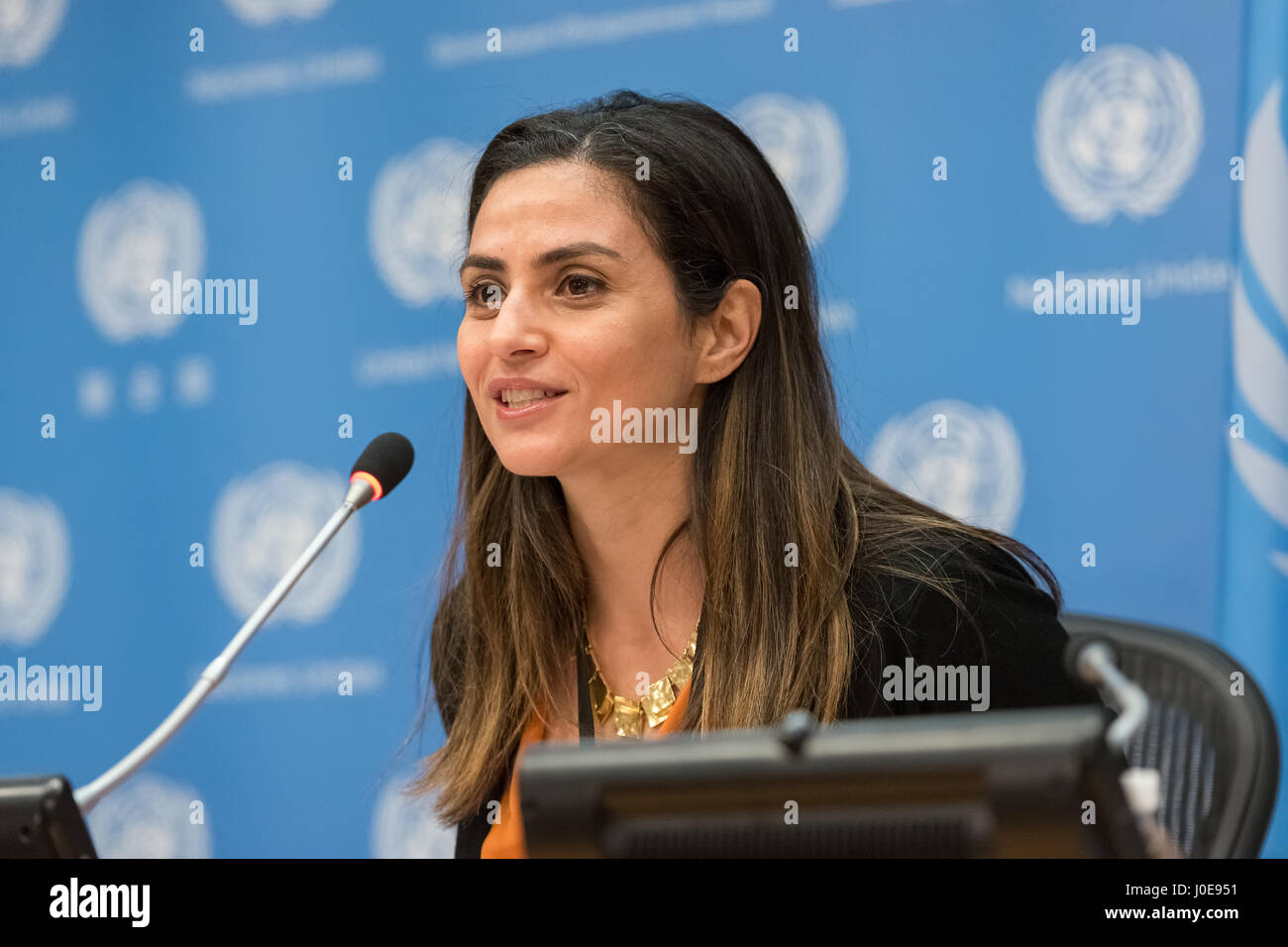 New York, USA. 11th Apr, 2017. Amnesty International Representative to ...