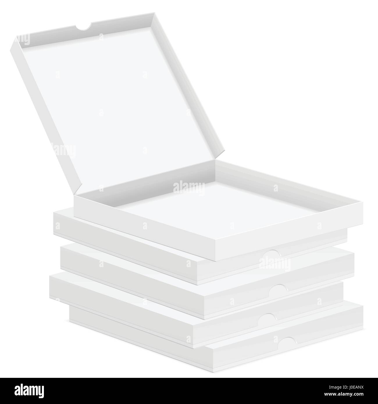 Paper pizza boxes on white background. Vector illustration Stock Vector ...