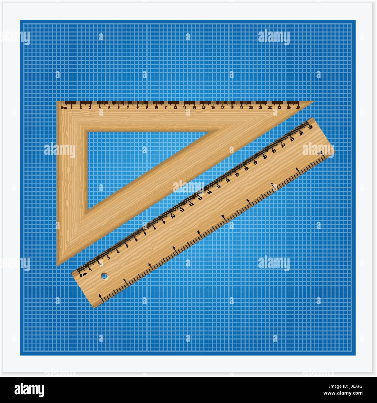Blueprint and ruler instruments on a white background Stock Vector ...
