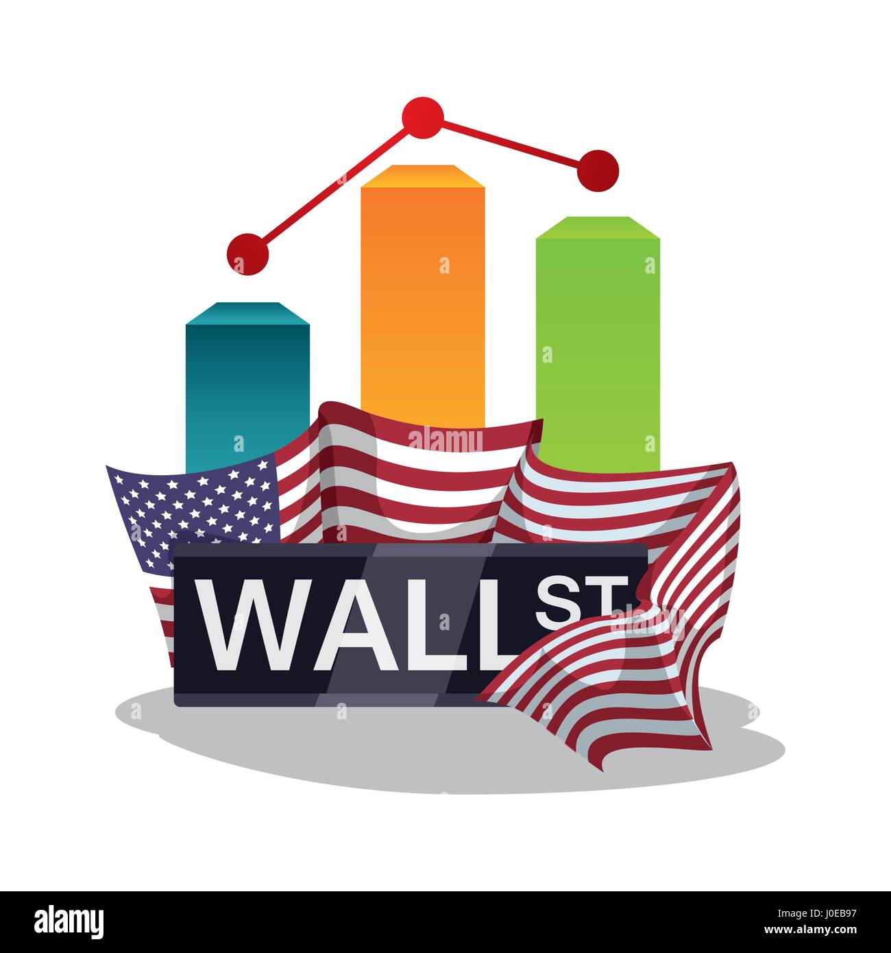 wall street new york chart graph flag USA Stock Vector Image & Art - Alamy