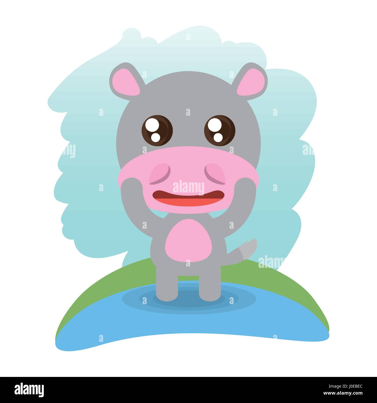 cute hippopotamus animal wildlife Stock Vector Image & Art - Alamy