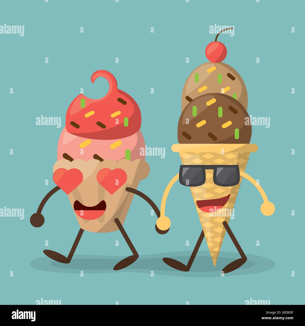 kawaii ice cream friendship funny Stock Vector Image & Art - Alamy