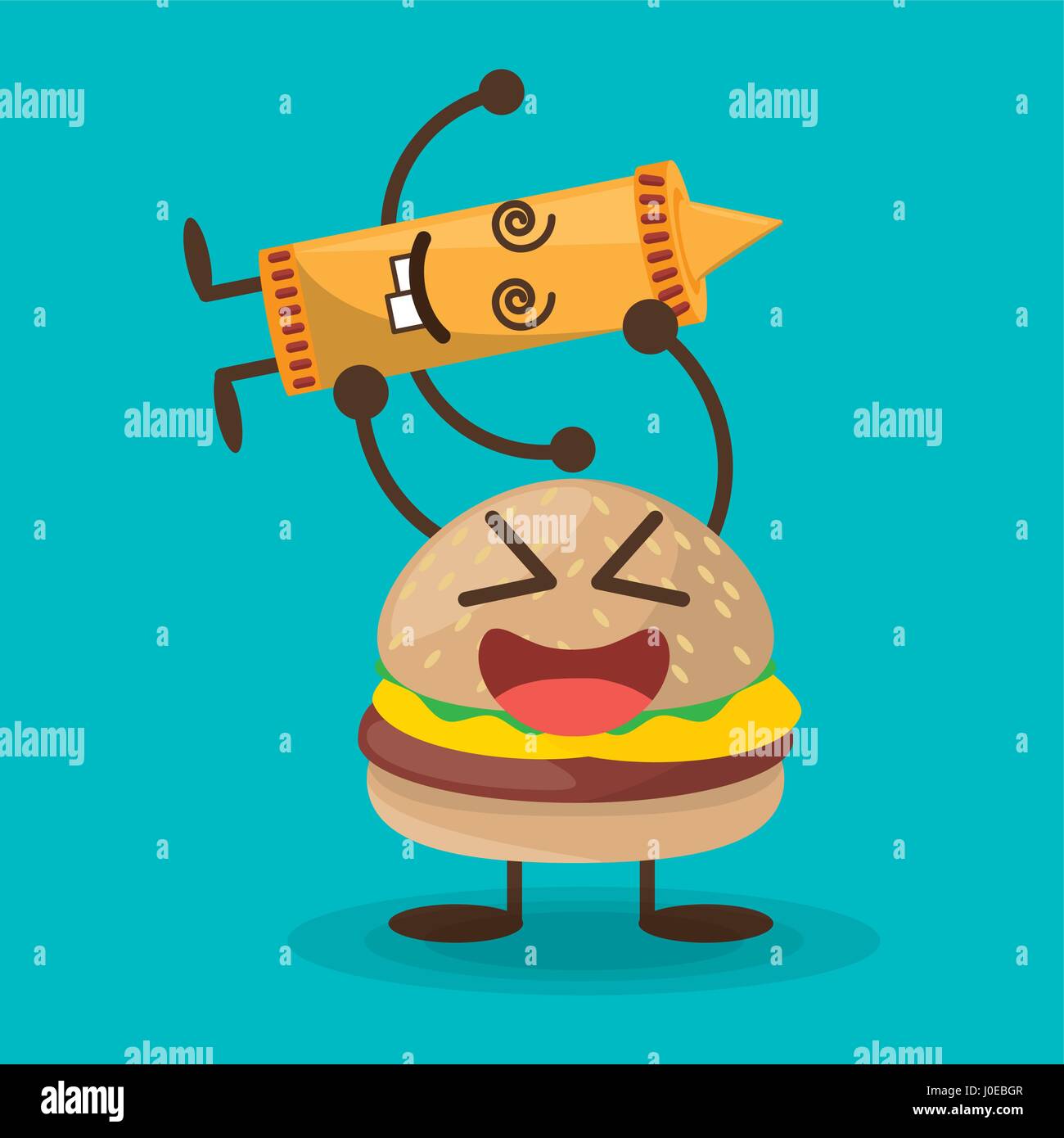 kawaii burger and sauce mustard character Stock Vector Image & Art - Alamy