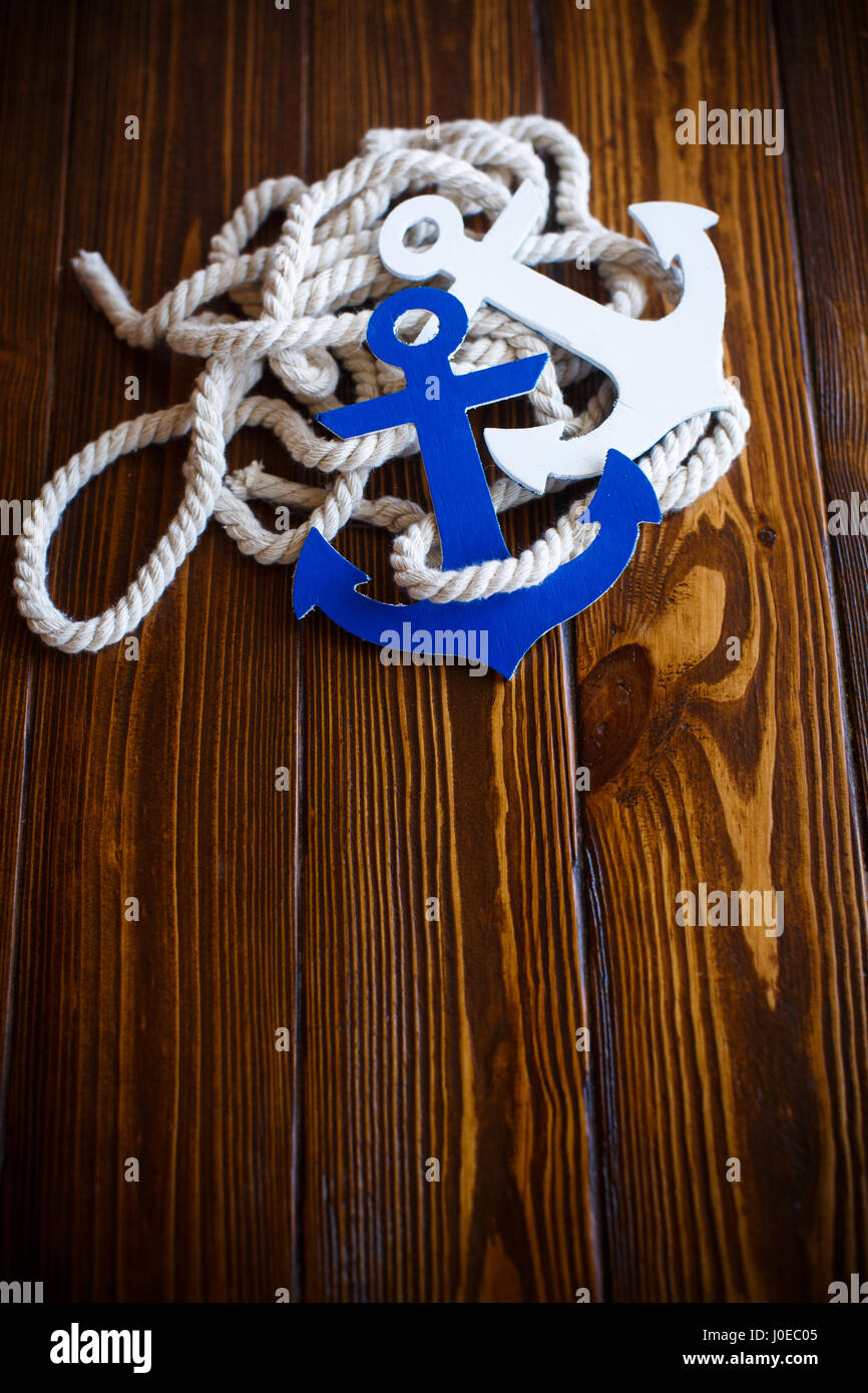 Wooden decorative anchor Stock Photo - Alamy