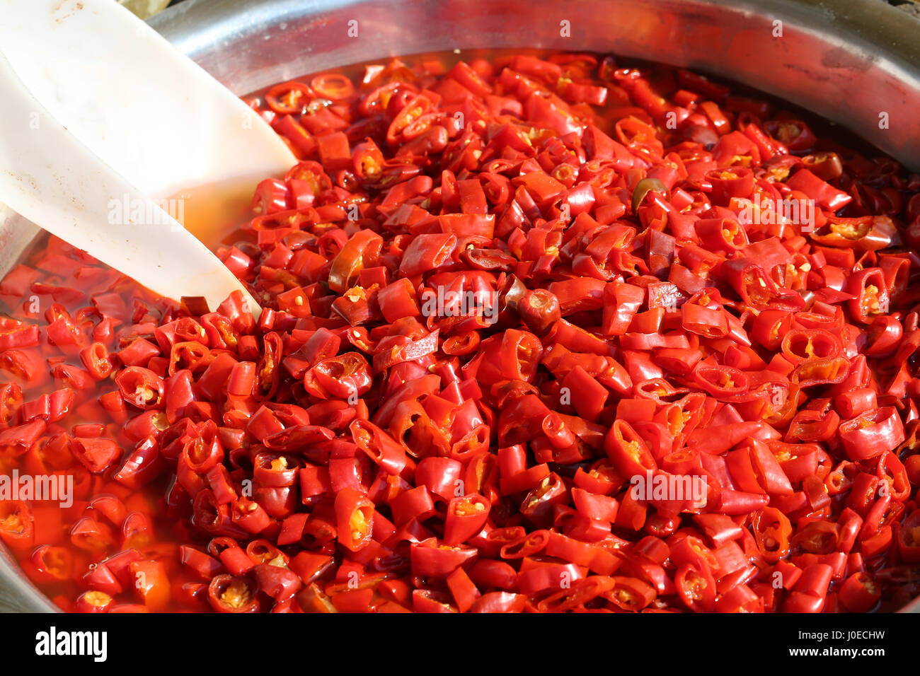 spicy red peppers typical of the Mediterranean countries with a white ...