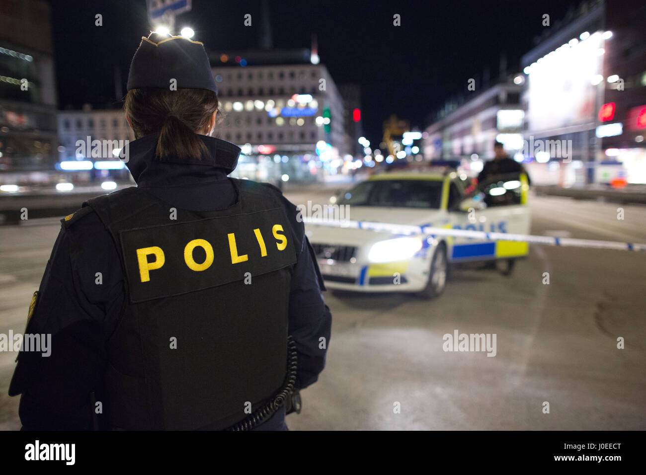 Swedish Police near the scene outside Ahlens department store on ...