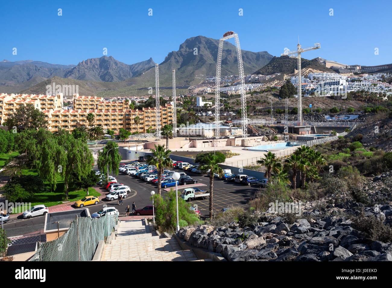 COSTA ADEJE, TENERIFE, SPAIN-CIRCA 2016, JAN: Cityscape of Costa Adeje ...