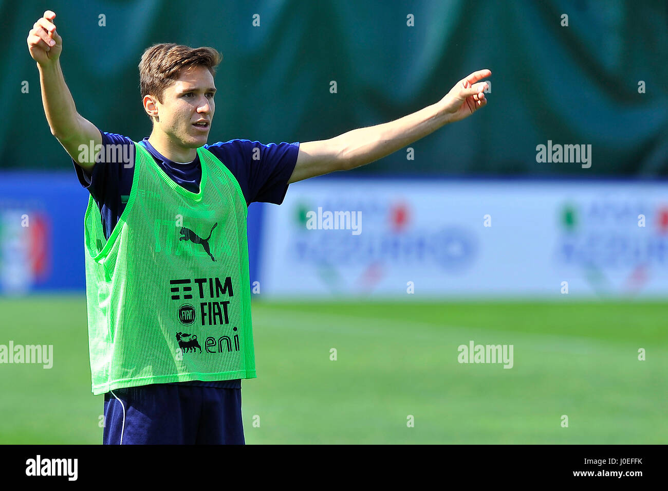 Italy's player Federico Chiesa during the training session at the ...