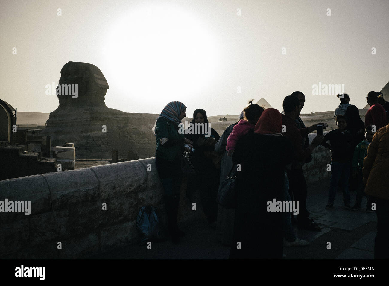Tourists at the great pyramids of Giza, Egypt Stock Photo - Alamy