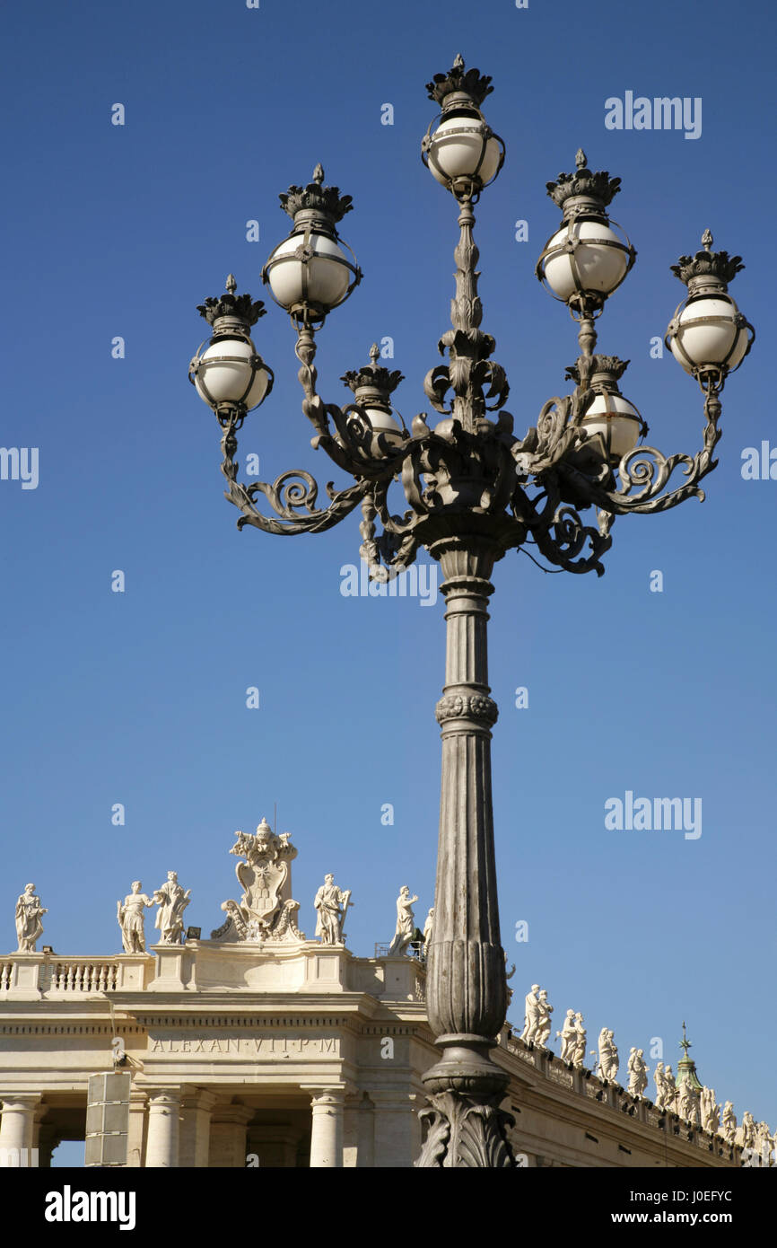 Old ornate cast iron streetlamp at the Basilica di San Pietro (St Peter ...