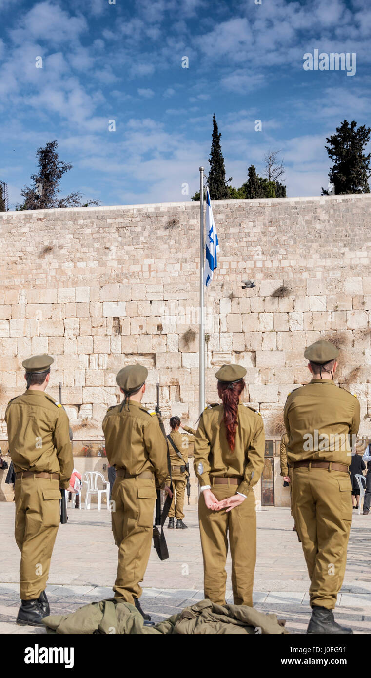 IDF soldiers at Western Wall (Israel Stock Photo - Alamy