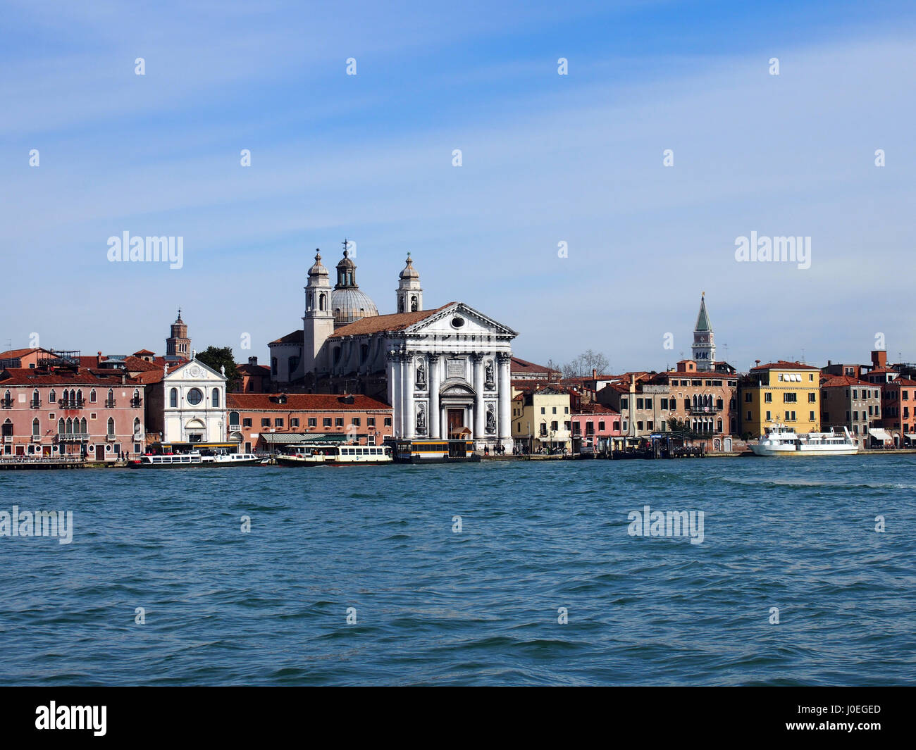 Venice view from the sea showing historic buildings in the salute area ...