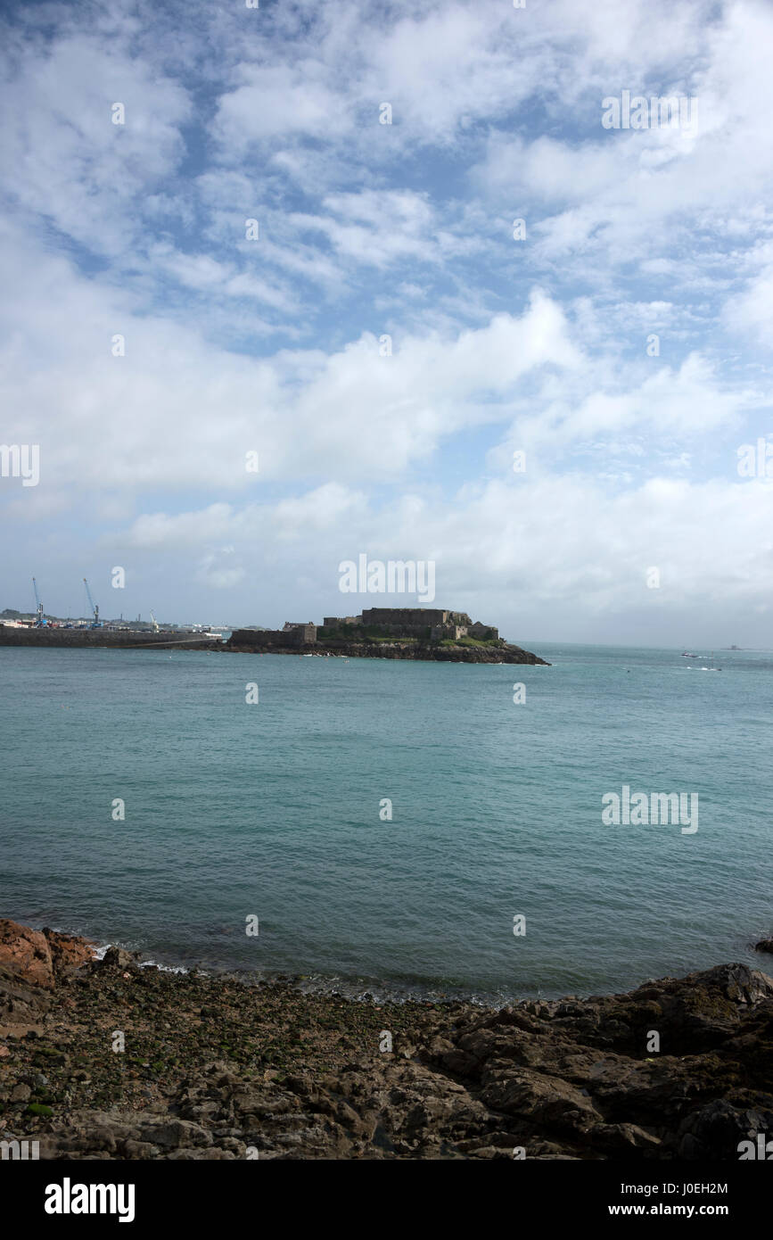 Across Havelet Bay is the 800-year-old Castle Cornet standing on Cornet ...