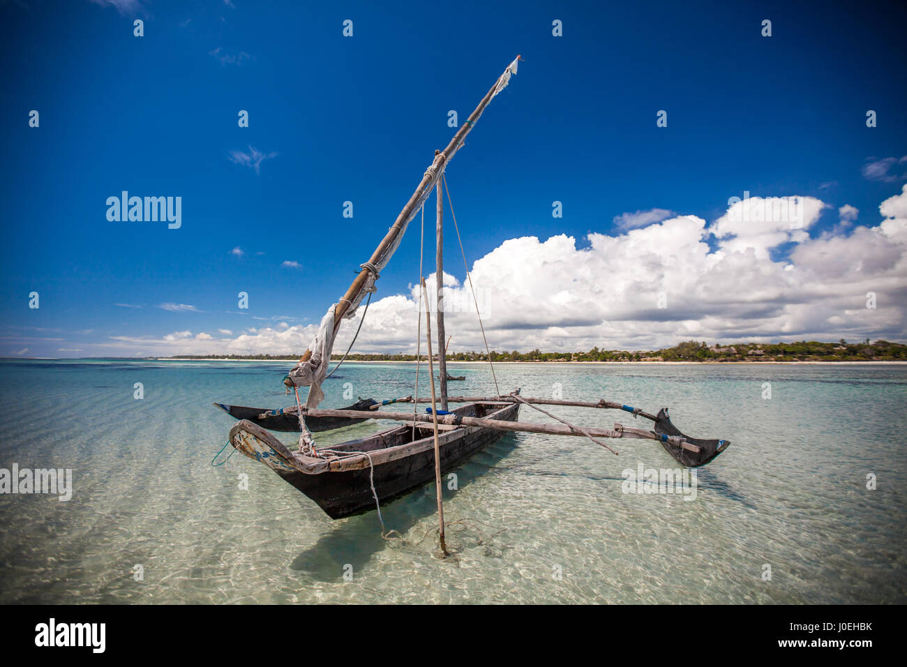 Fishing Boat At Robinson Island Diani Beach Kenya Stock Photo Alamy