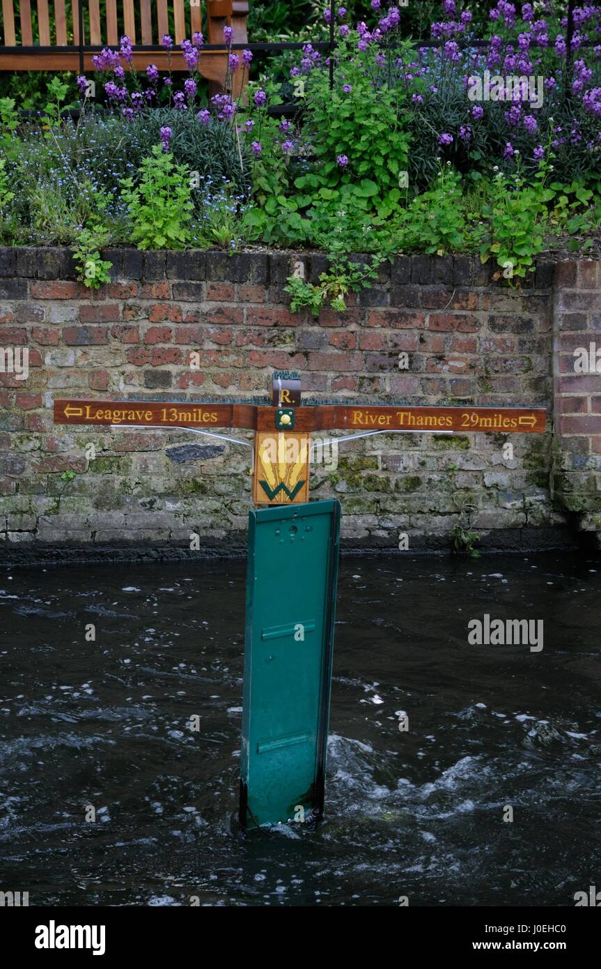 Sign in River Lea, Wheathampstead, Hertfordshire Stock Photo - Alamy