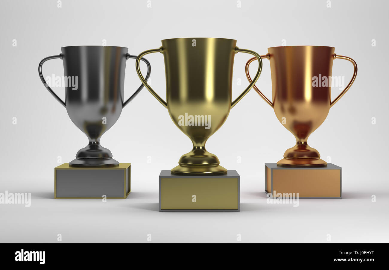 3D Rendering Trophies on white background Stock Photo - Alamy