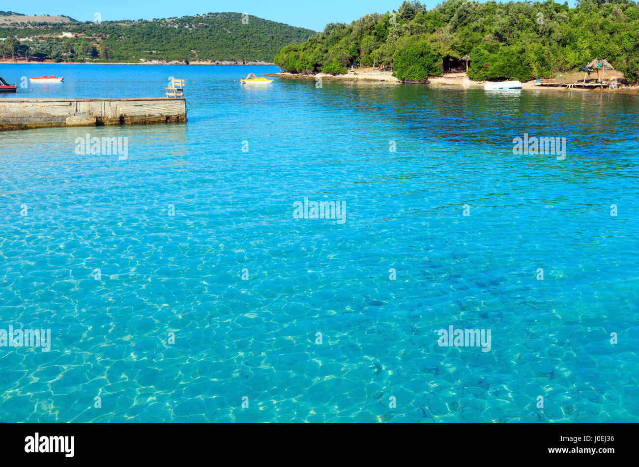 Beautiful Ionian Sea with clear turquoise water and morning summer ...
