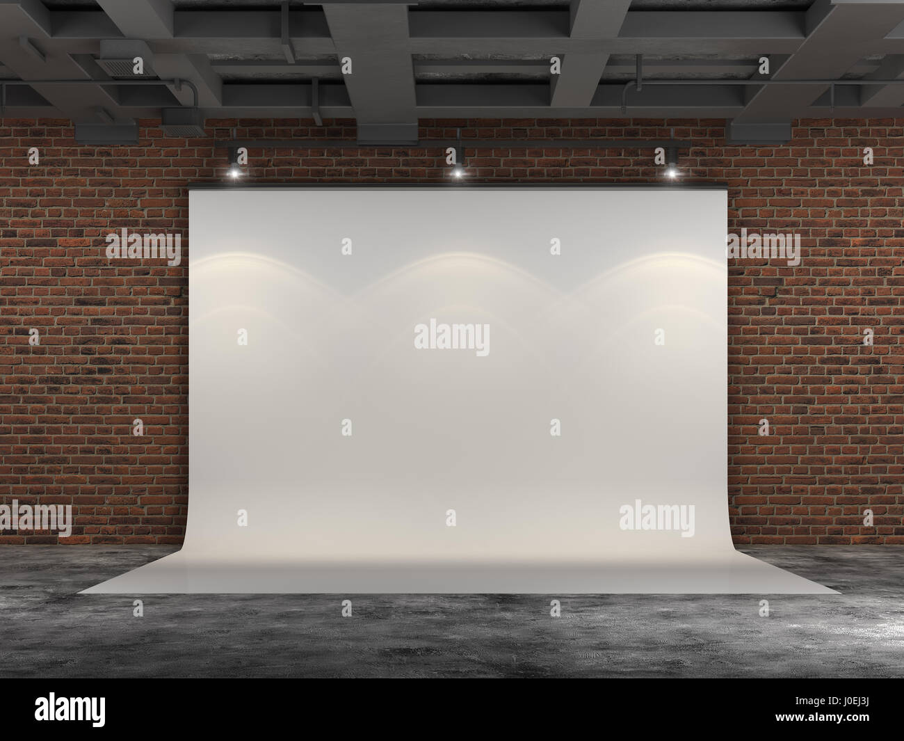 3D Projector Screen on brick wall Stock Photo - Alamy
