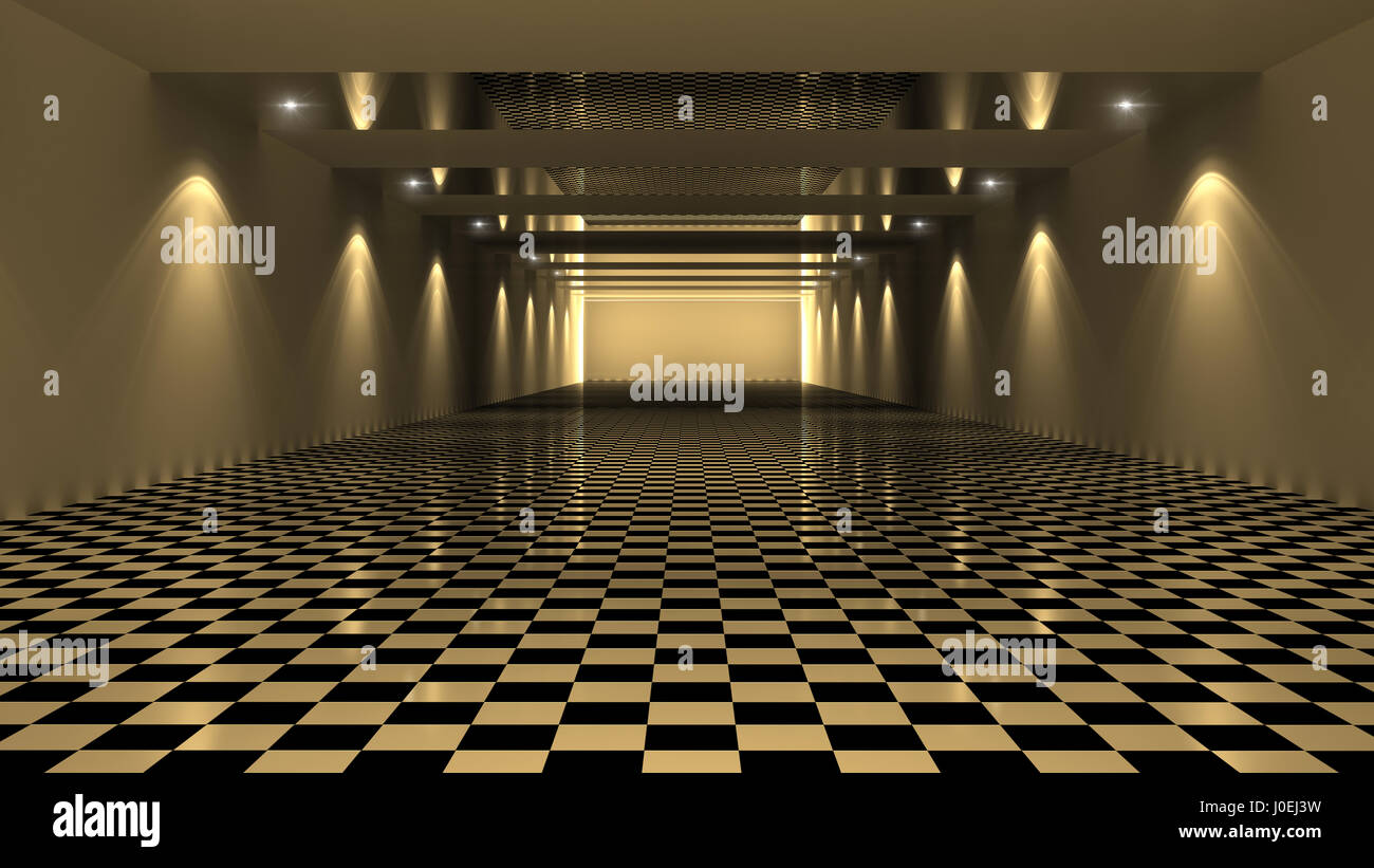 3D Rendering of Checkered Room Stock Photo - Alamy