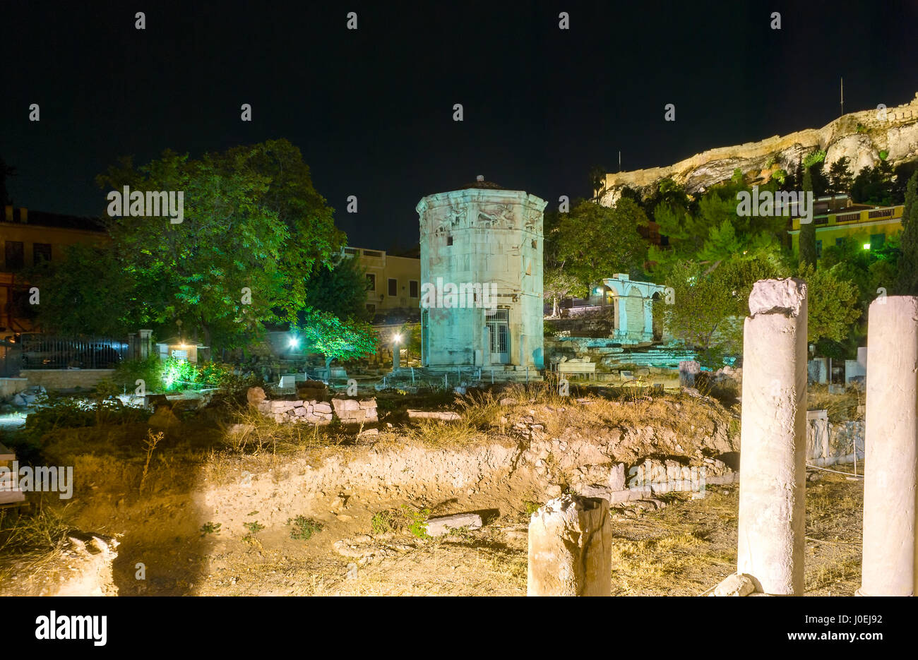 The ancient marble clocktower also known as Tower of the Winds, Athens ...