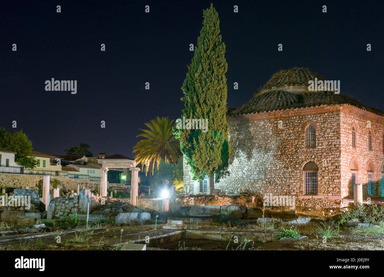 The Roman Agora of Athens with its main landmark Fethiye Mosque in ...