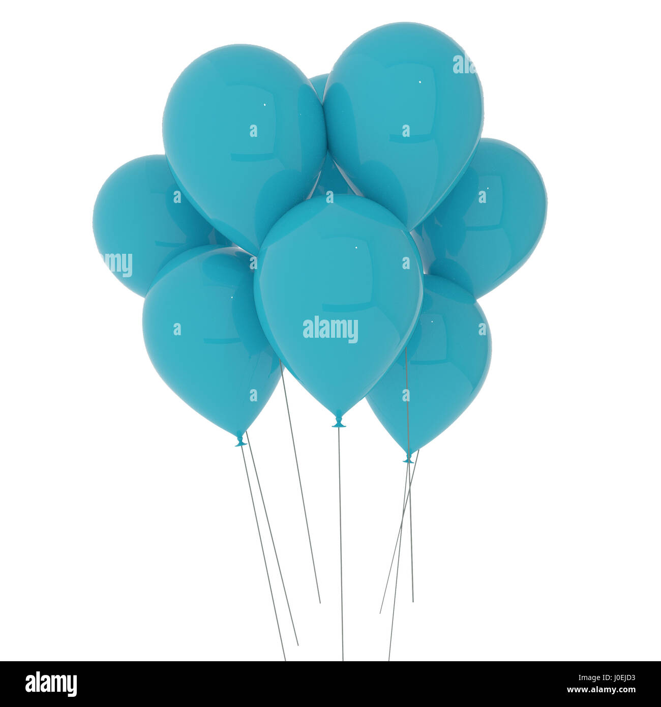 blue balloons on isolated white in 3D illustration Stock Photo - Alamy