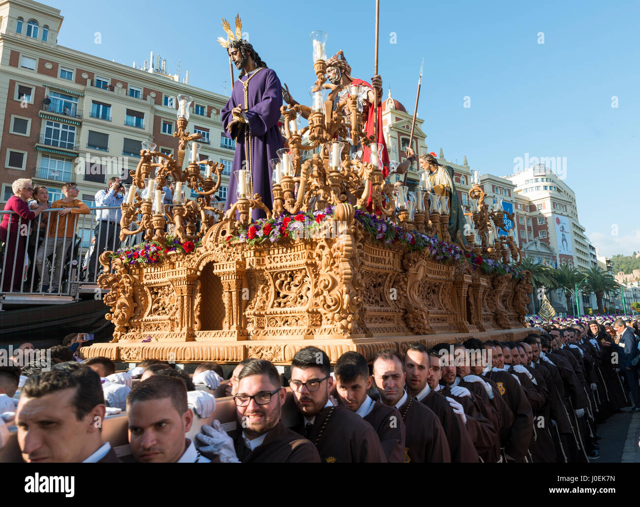 MALAGA,SPAIN-APRIL 09 2017:Unidentified people walking in the catholic ...