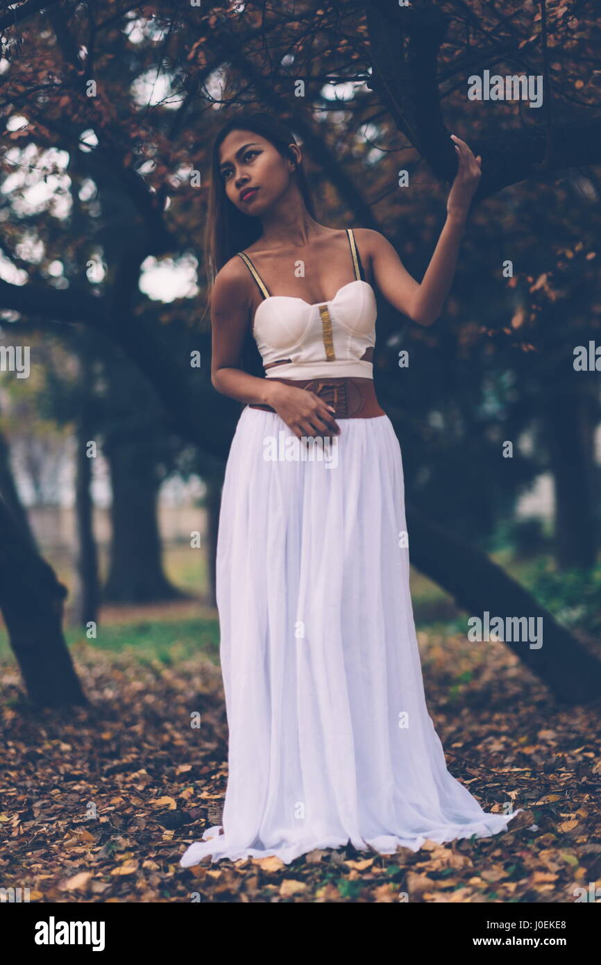 Beautiful wiccan girl, guardian of the mystical forest Stock Photo - Alamy