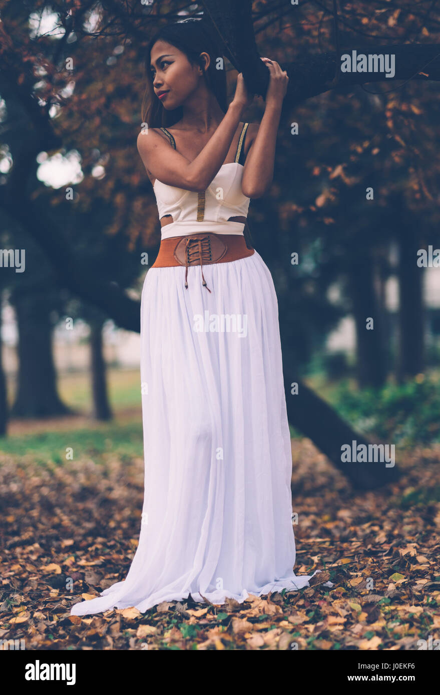 Beautiful wiccan girl, guardian of the mystical forest Stock Photo - Alamy