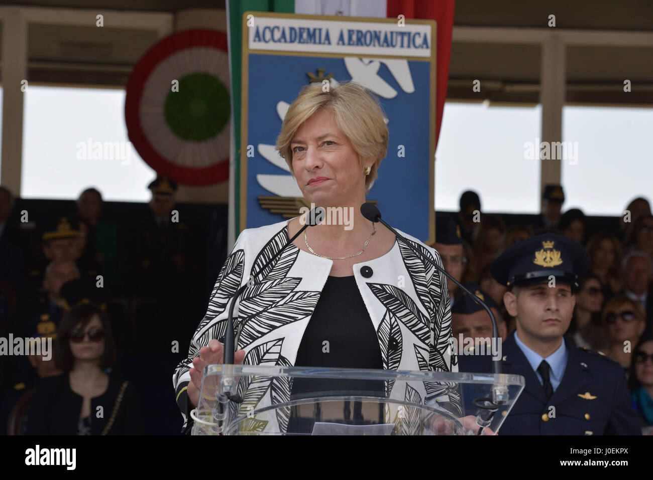 Pozzuoli, Italy. 12th Apr, 2017. Italian Defense Minister Roberta ...