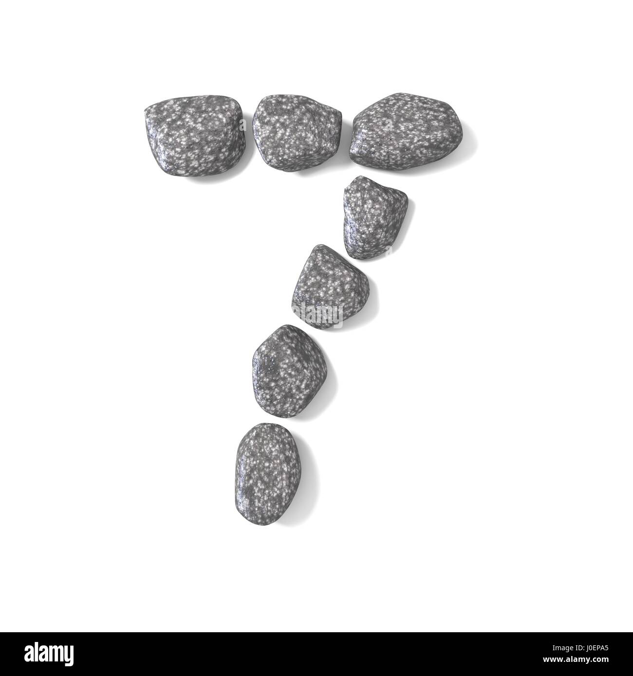 Font made of rocks NUMBER seven 7 3D render illustration isolated on ...
